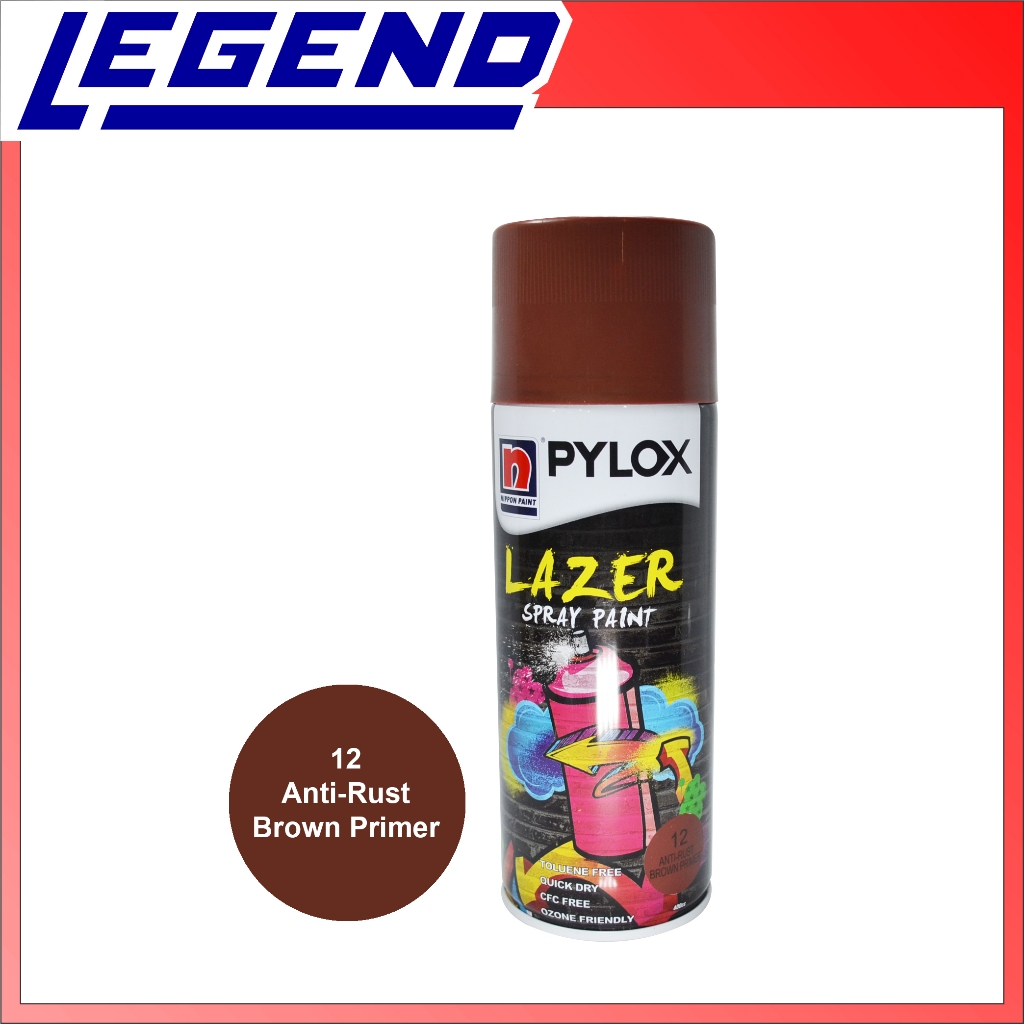 NIppon Pylox Lazer Spray Paint Anti-Rust Brown Primer 400c.c (12 ...