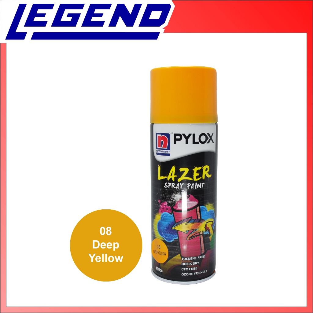 Nippon Pylox Lazer Spray Paint Deep Yellow 400c.c (08) | Shopee Philippines