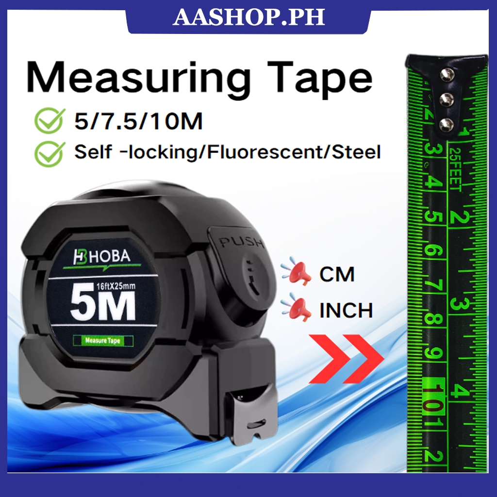 5m/7.5m/10m Steel measuring tape Fluorescerous Portable Self Lock Tape ...