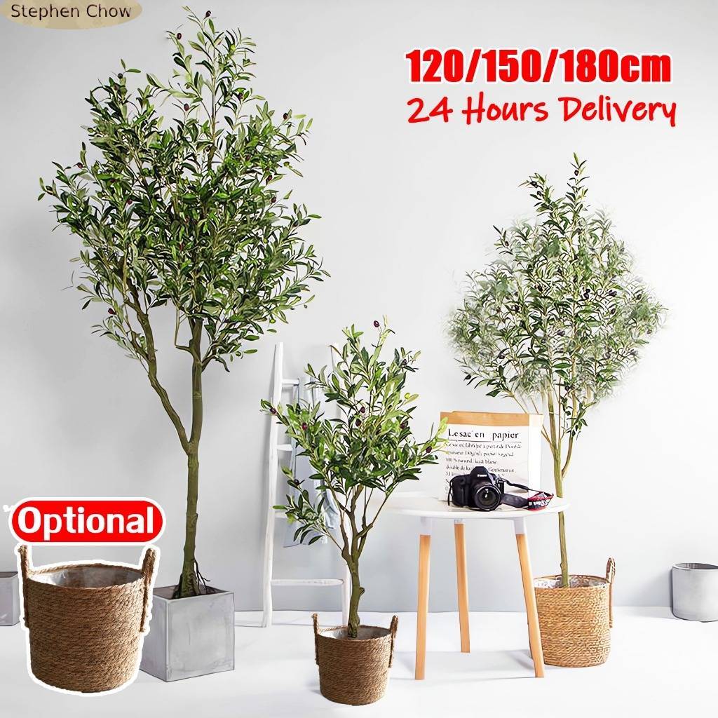 【Send flower pots】4ft 5ft 6ft Artificial Olive Tree Plants Big Size ...