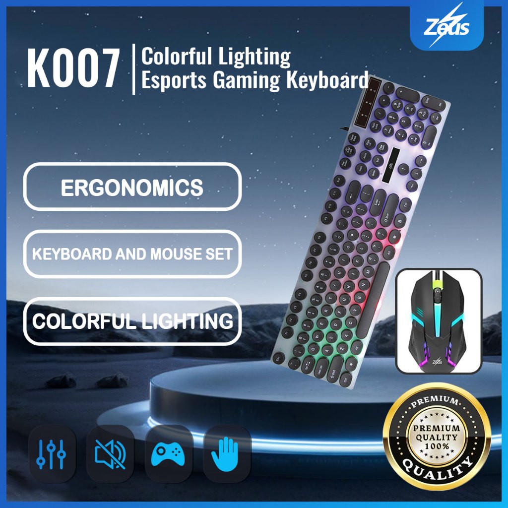 Zeus® K-007 104-key punk retro backlit gaming keyboard wired floating ...