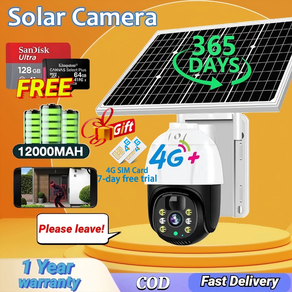 Free 4G SIM Card Outdoor Solar CCTV No Wifi Need Solar Battery Powered ...