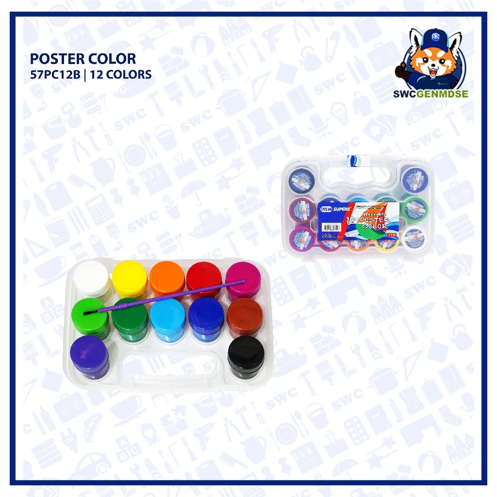 SUPERB Washable Poster Color | Vibrant Color | 57PC (6s, 12s) | Shopee ...
