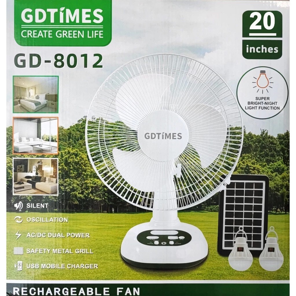 Rechargeable fan with solar panel GD-8019 Portable and Eco-Friendly ...