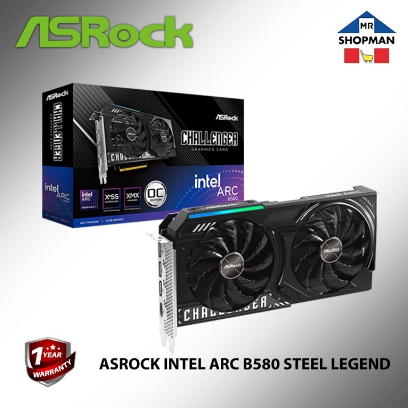 Asrock Intel Arc B580 Challenger 12Gb OC Video Graphics Card GPU ...