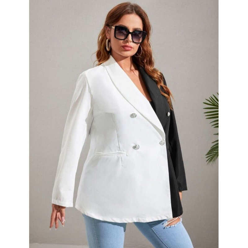 Privé Two Tone Double Breasted Blazer | Shopee Philippines