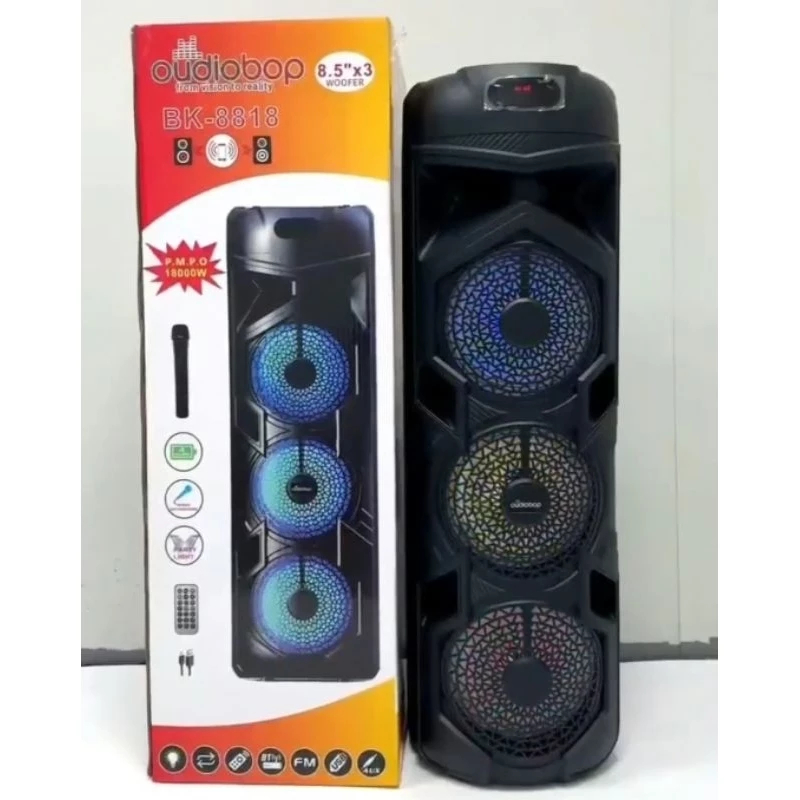 BK-8818 18000W audiobop PMPO Karaoke Portable Party Wireless Speaker ...