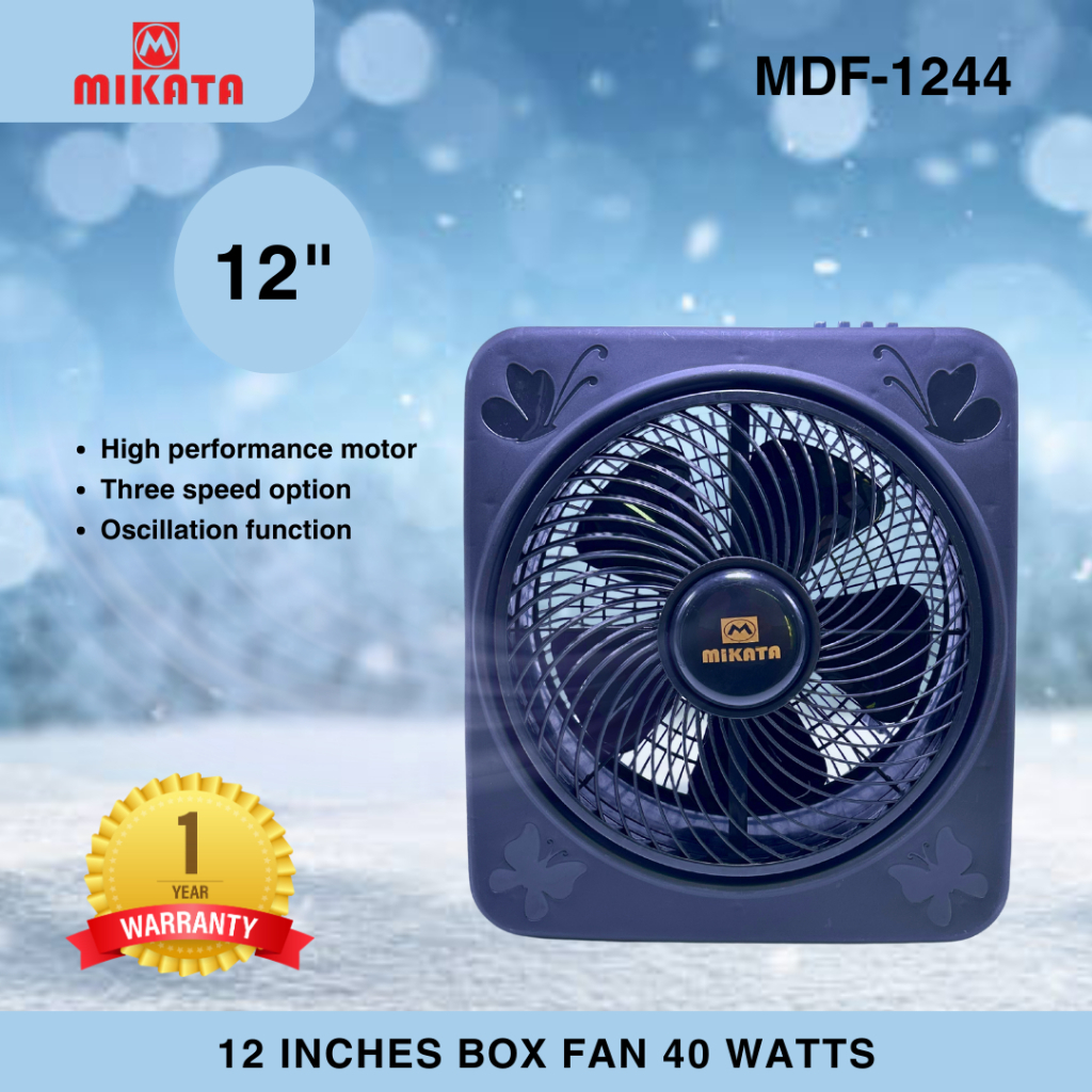 MIKATA BOX FAN 12 Inches 5 Blades Three Speed Option Oscillation ...