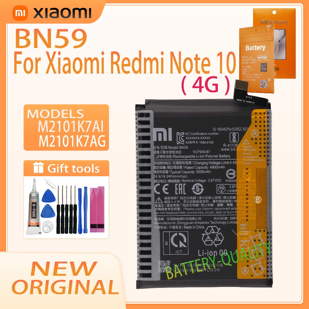 Original BN59 For Xiaomi Redmi Note 10 4G battery original +Free Tools ...