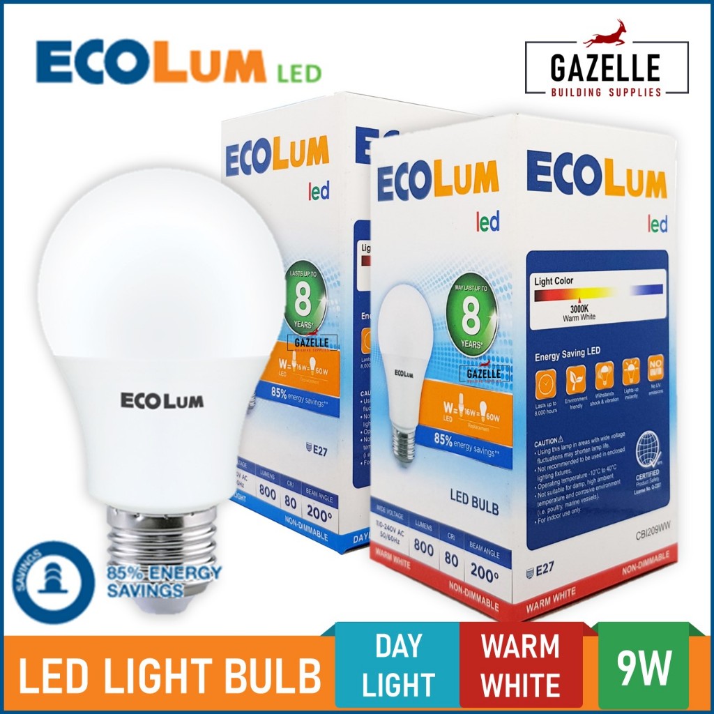 Firefly Ecolum LED Light Bulb - 9 Watts ( Daylight / Warm White ...