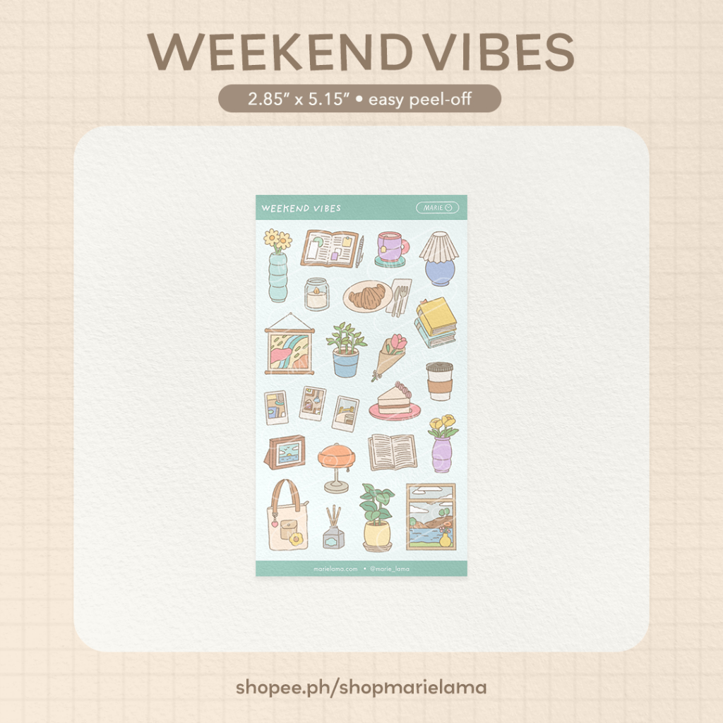 Weekend Vibes Sticker Sheet Stickers for Journaling Bujo Shop Marie ...