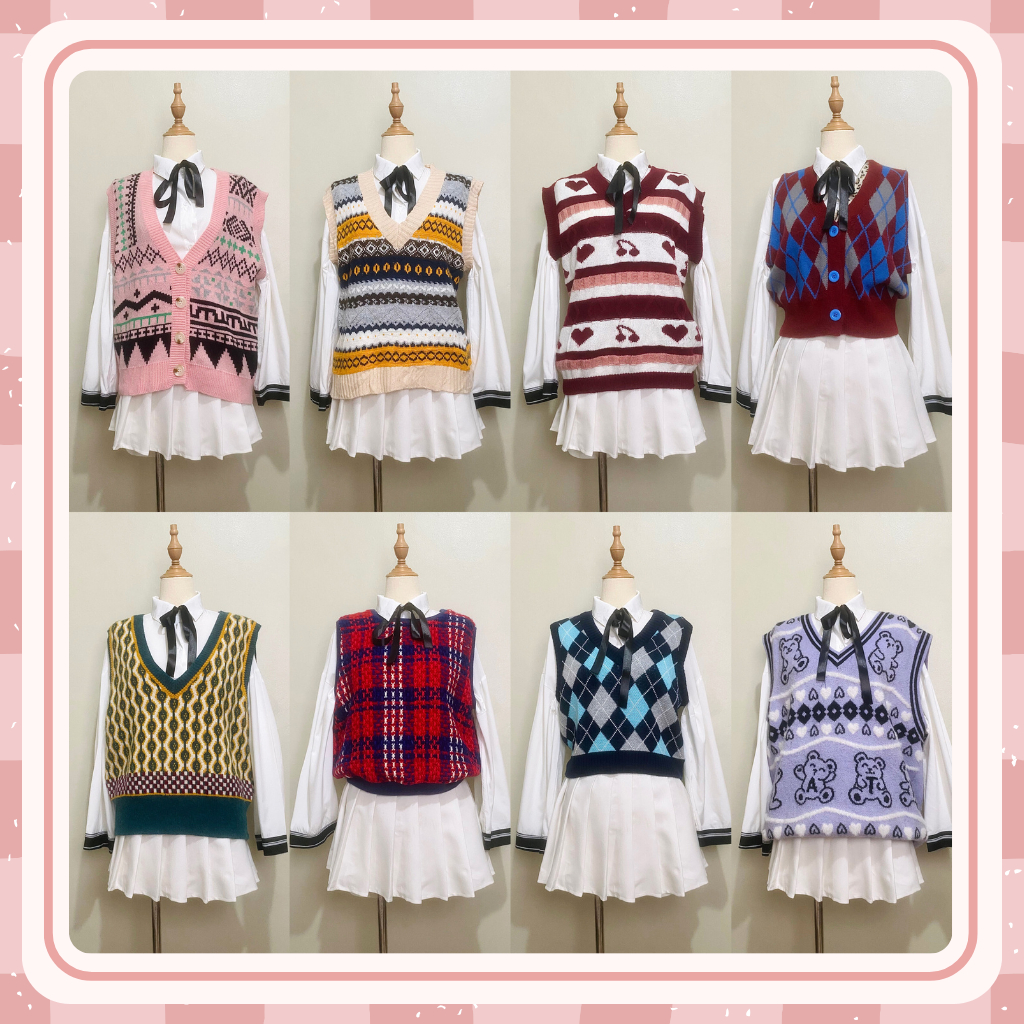 TRENDY KNITTED VEST • KOREAN KNITTED VEST • SOFT PLAID VEST • BUTTON UP ...