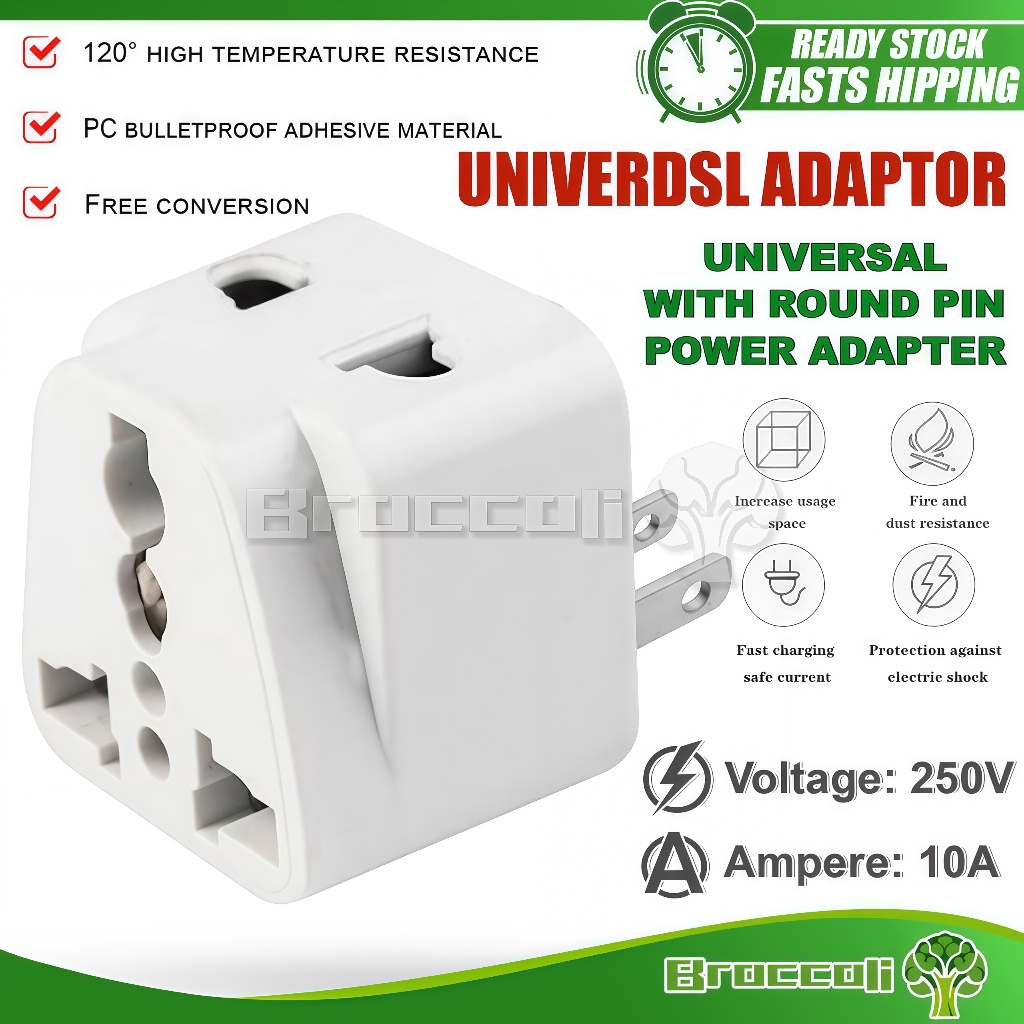Universal Travel Adapter with Round Pin Plug - All-in-One International ...