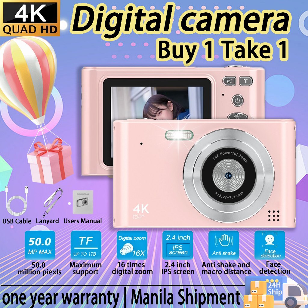 4K Digital Camera Instant Portable Camera 48MP Autofocus Digital 16X ...