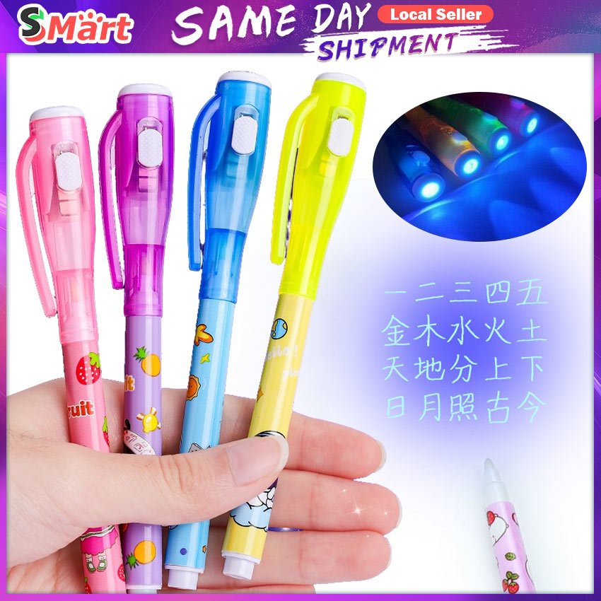 Luminous Magic Invisible Marker Led UV Lamp Ballpoint Pen Kids Drawing ...