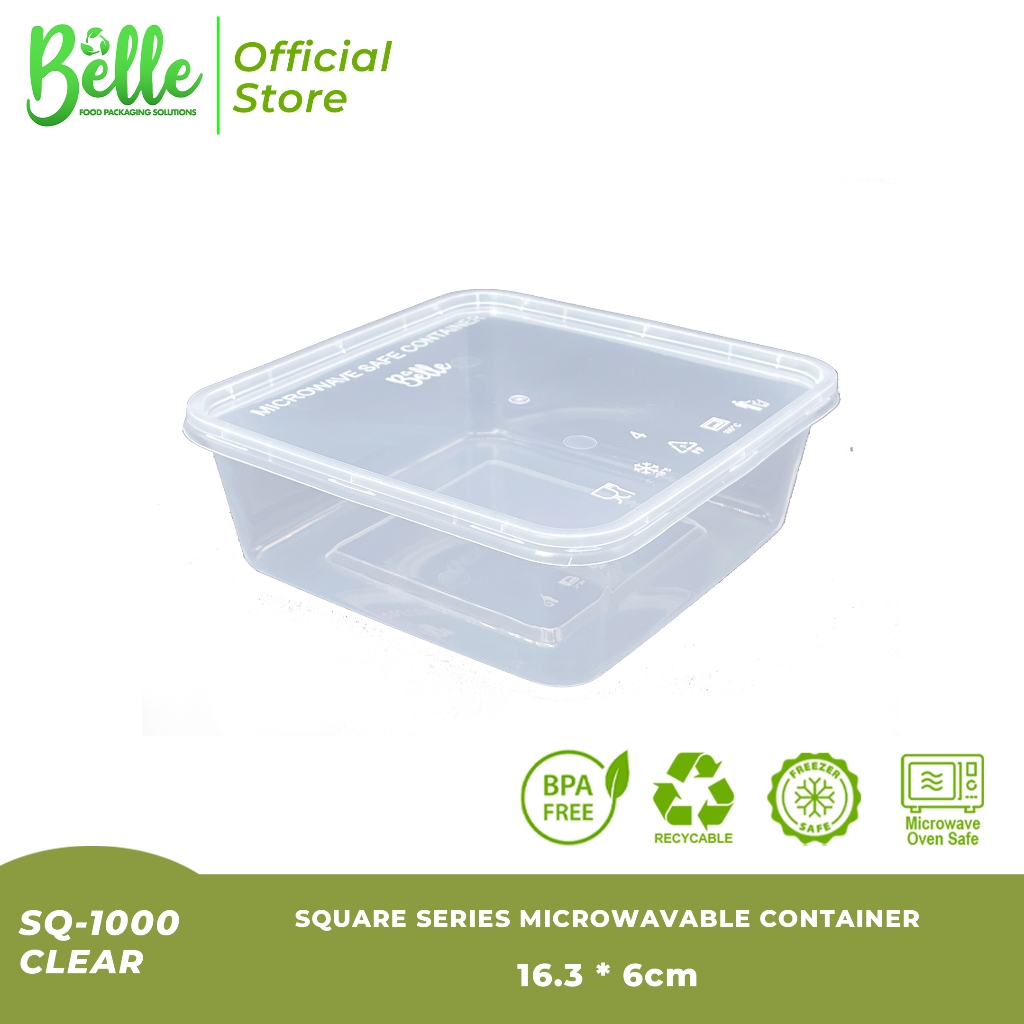 Belle New Plastic microwavable container clear, SQ-1000, SQ-1500 (10pcs ...