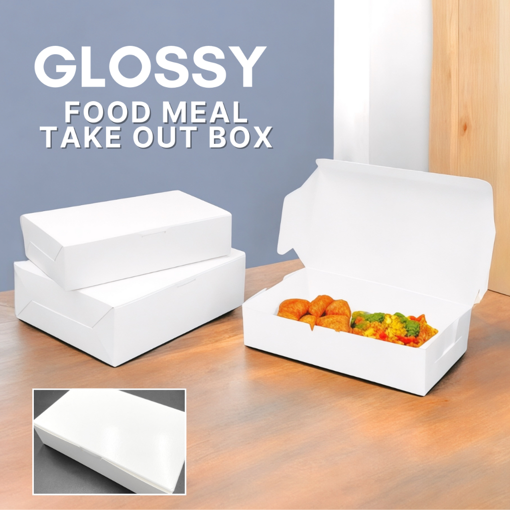 20pcs White Paper Rice Meal Box Disposable Spaghetti Food Snack Take ...