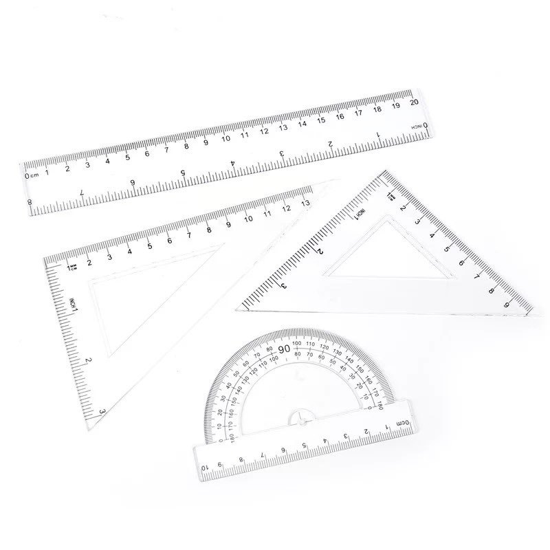 4pcs transparent color math geometry ruler set 20cm | Shopee Philippines