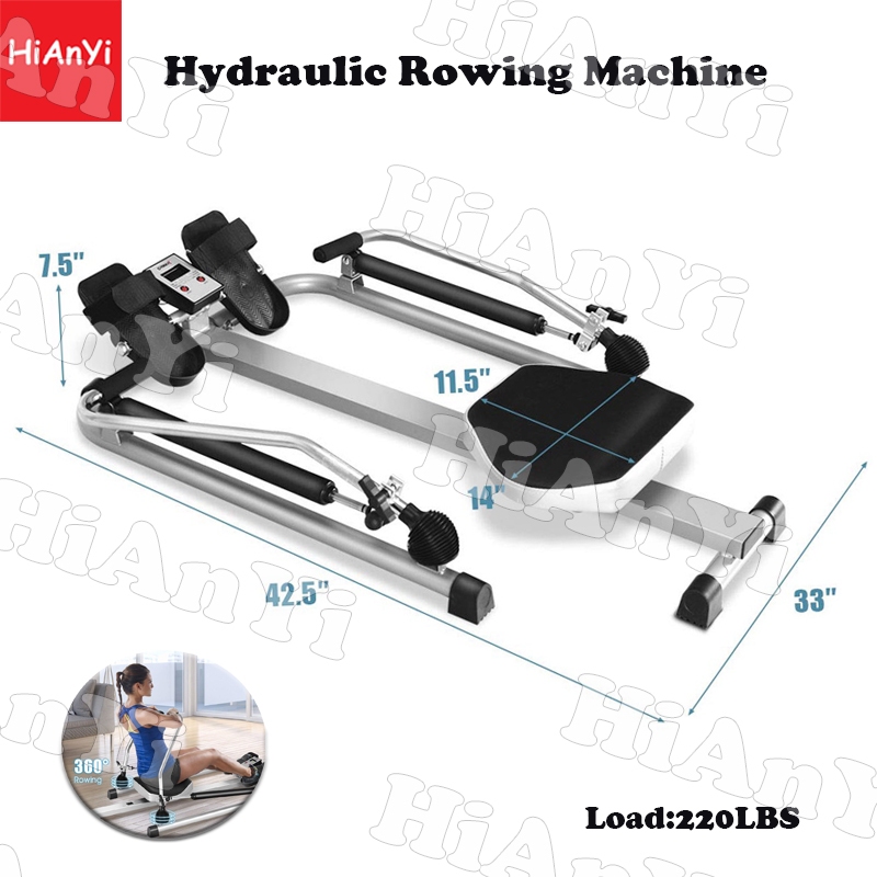Hydraulic Rowing Machine with Adjustable Resistance & LCD Monitor for ...