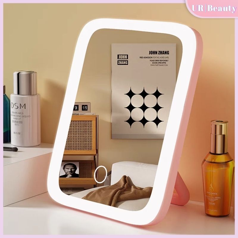LED Makeup Mirror USB Charge Cosmetics Mirror Touch Screen Portable ...