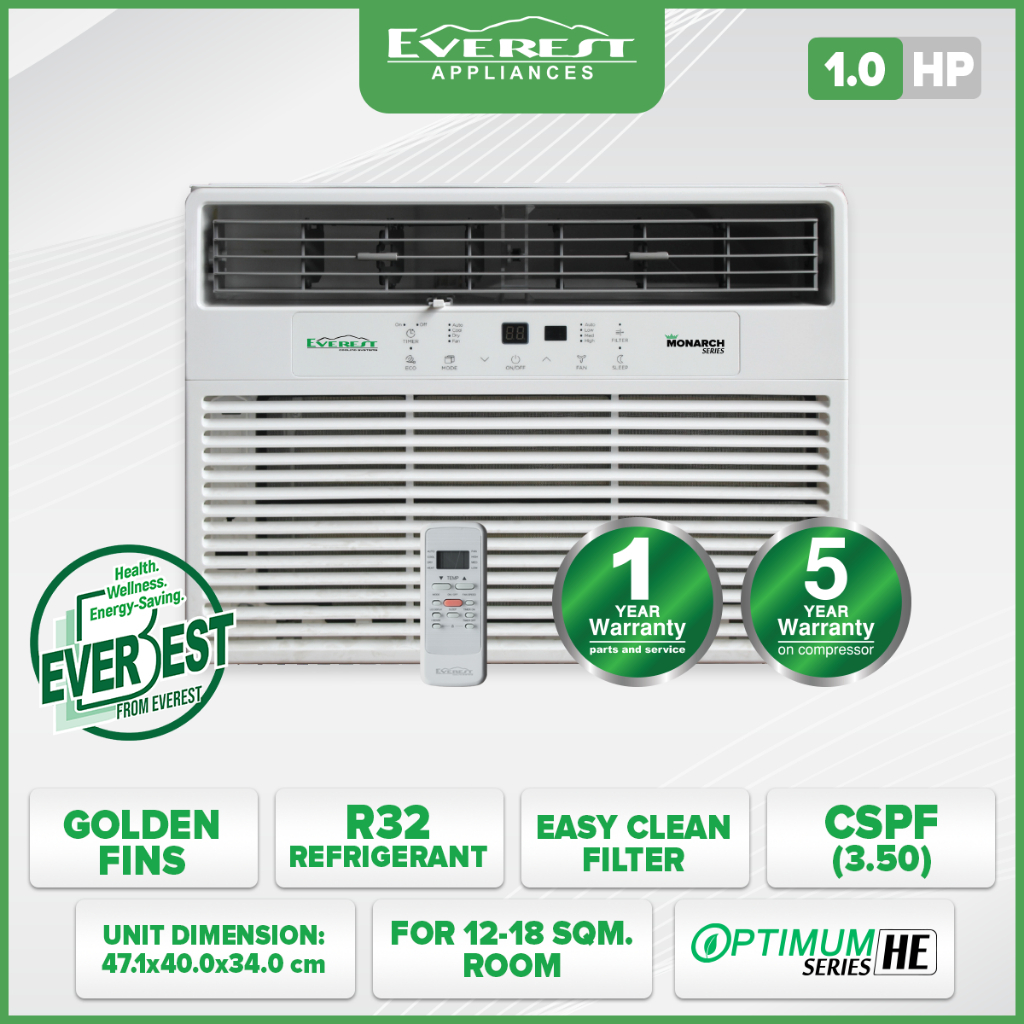 EVEREST 1.0HP Non Inverter Window Type Aircon/ Fast Cooling/ Healthy ...