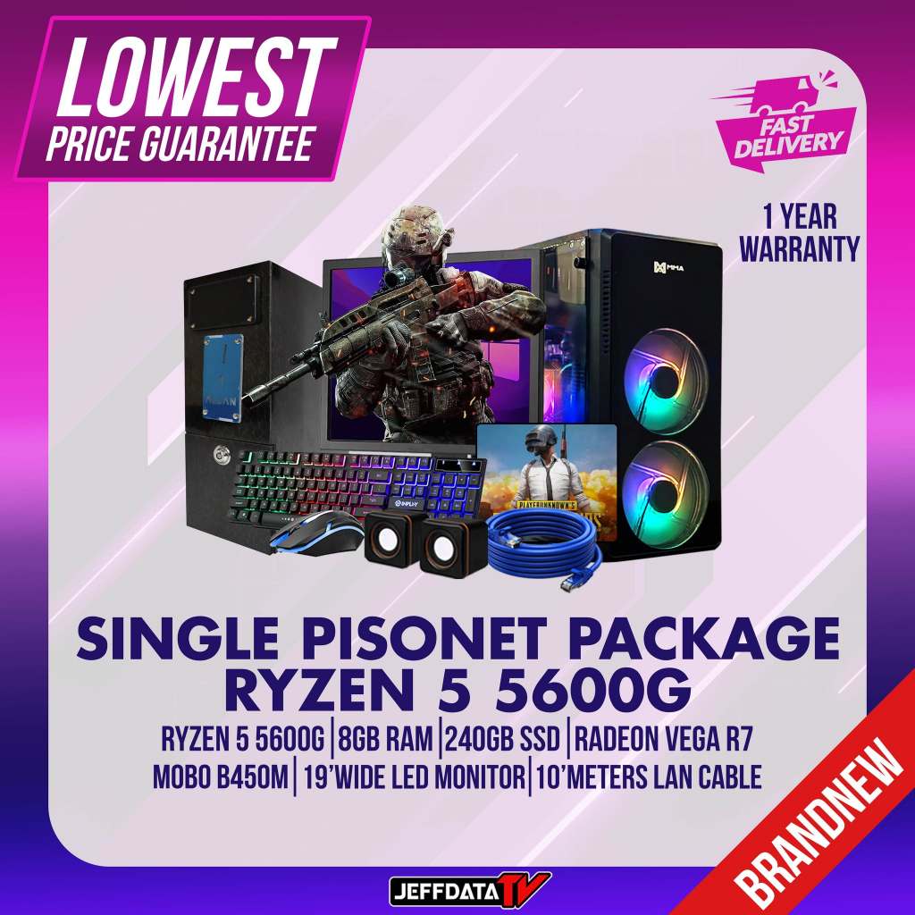 SINGLE PISONET RYZEN 5 5600G 8GB DDR4 240GB SSD 19"WIDE LED KEYBOARD ...