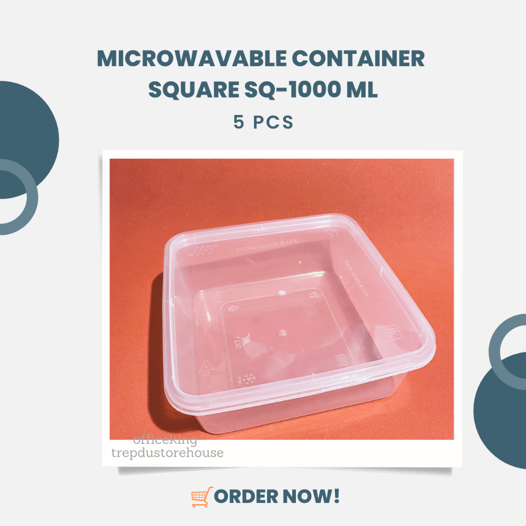 MICROWAVABLE CONTAINER SQUARE SQ-1000 ML 5pcs | Shopee Philippines