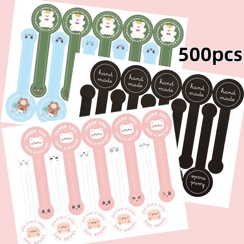 500pcs Food Retail Package Seal Self Adhesive Sticker Hand Made Black ...