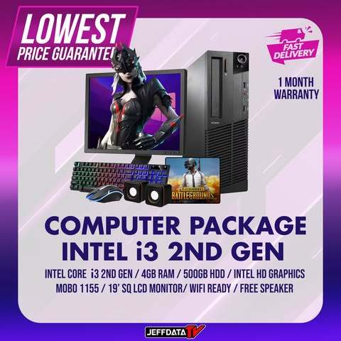 COMPUTER SET SLIM I3 2ND GEN 4GB RAM 500GB HDD 19" SQUARE MONITOR RGB ...