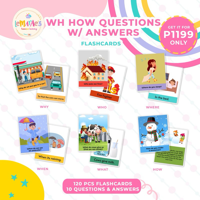 WH HOW QUESTIONS with ANSWERS Speech Therapy Flashcards Laminated ...