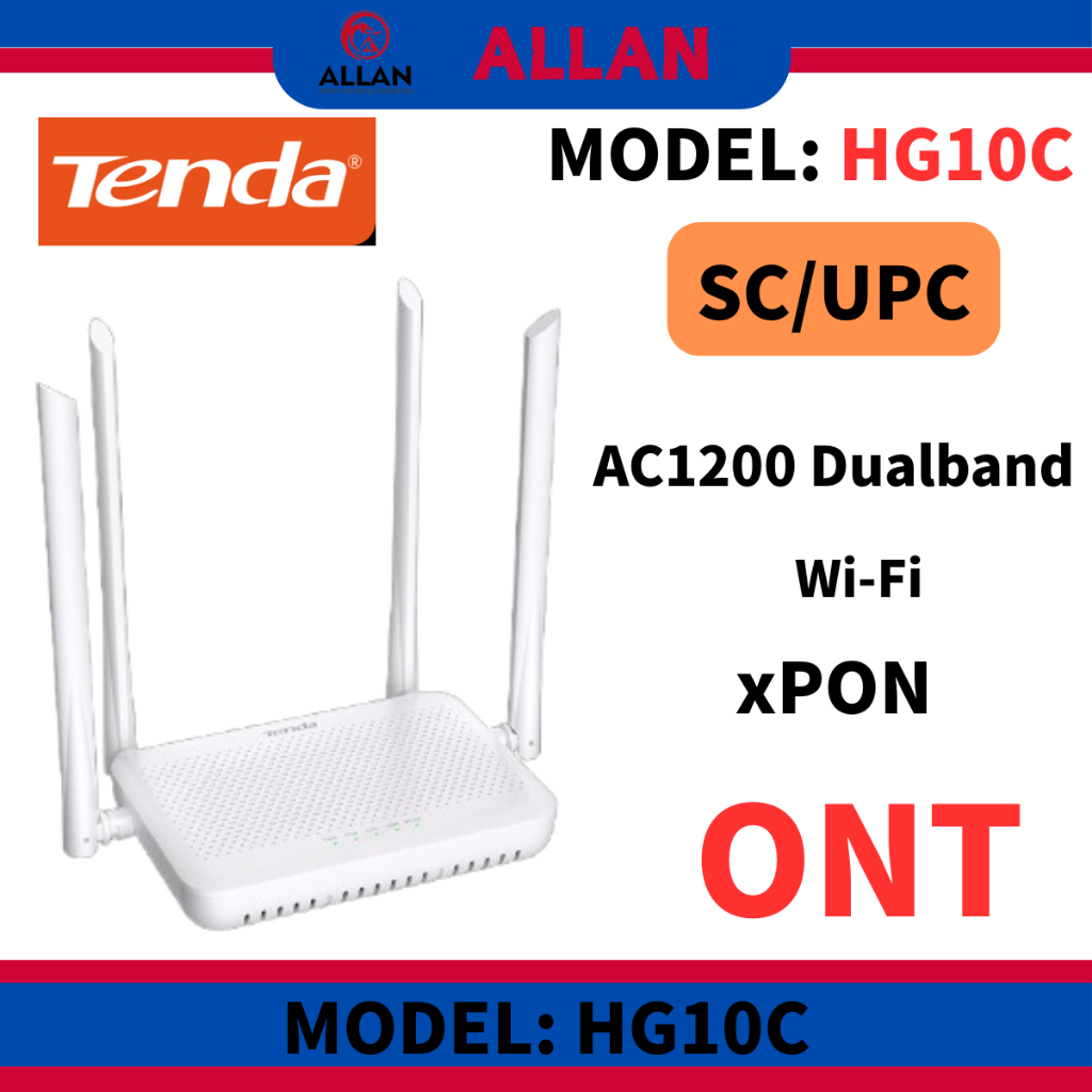 Tenda HG10C AC1200 Dualband Wi-Fi xPON ONT Fiber Optic Router - High ...