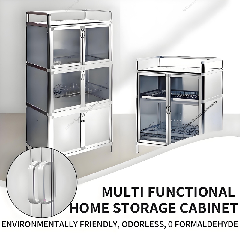 Kitchen Cabinet Dish Rack Multi-function Rack 2/3 Layers Aluminum alloy ...