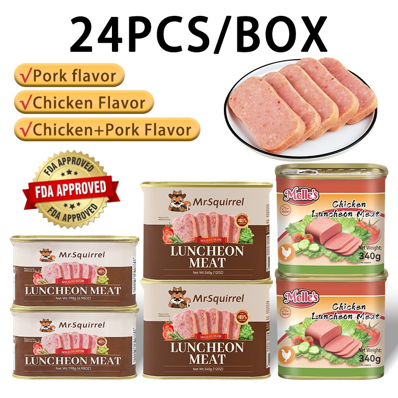 1BOX】 Mr Squirrel 340g 24PCS Luncheon Meat Original Chicken & Pork ...