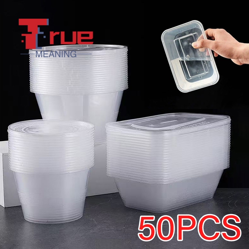 50PCS Disposable Microwavable Food Container Safety Durable Transparent ...