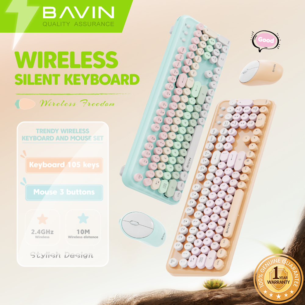 BAVIN K990 2.4G Cute Stylish Wireless Keyboard and mouse Compatible for ...