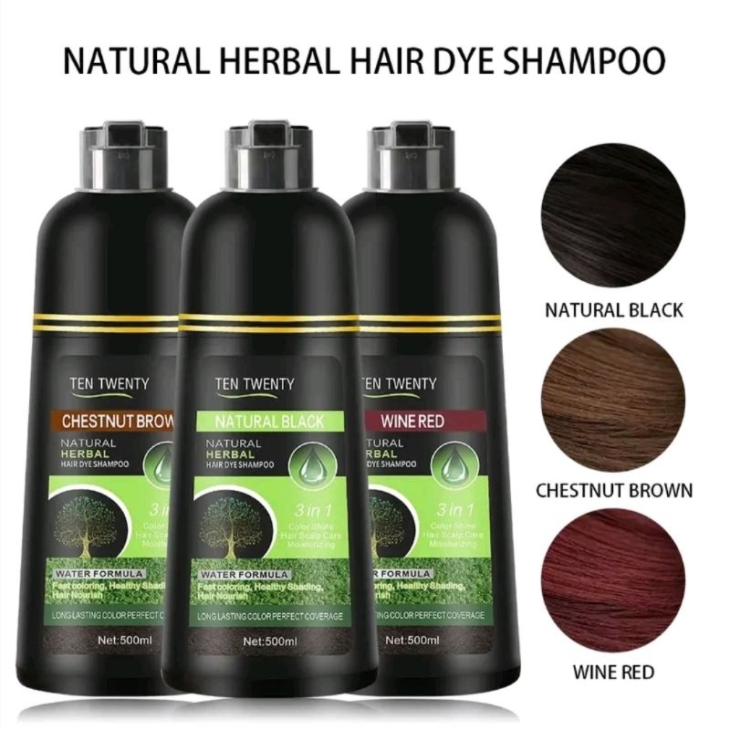Ten Twenty Natural Black Hair Dye Shampoo 500ML | Shopee Philippines
