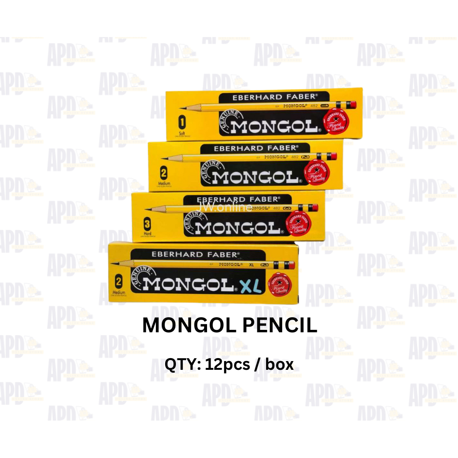 ORIGINAL MONGOL TM JOY HBW Yellow pencil #1 #2 #3 XL - with eraser ...