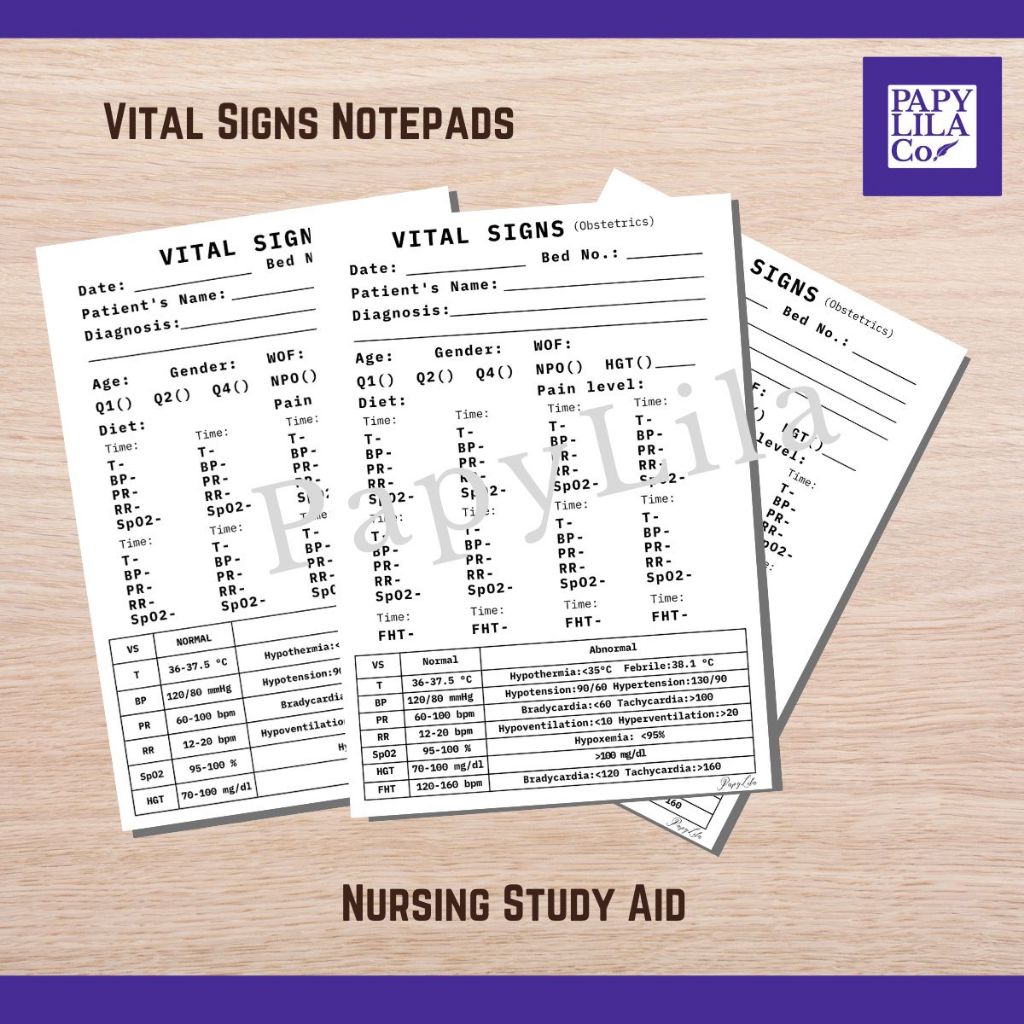 Vital Signs Notepad Nursing Students Study Aid | Shopee Philippines