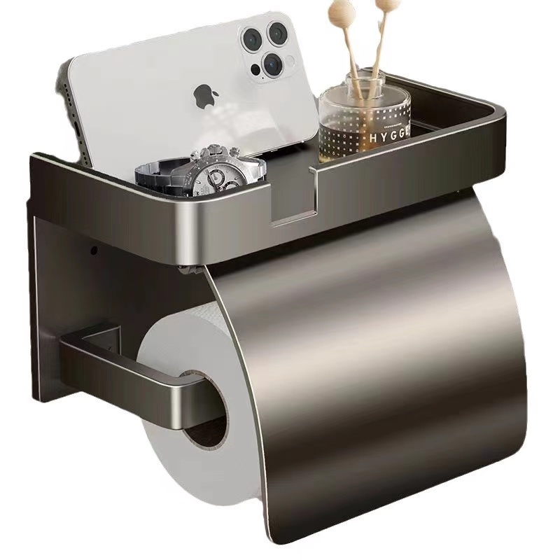 Aluminum Wall Mounted Tissue Holder Drill Free Bathroom Rack Kitchen ...