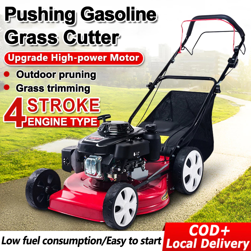 Grass Trimmer 4-Stroke Gasoline Lawn Mower Heavy Duty Walk-behind Grass ...