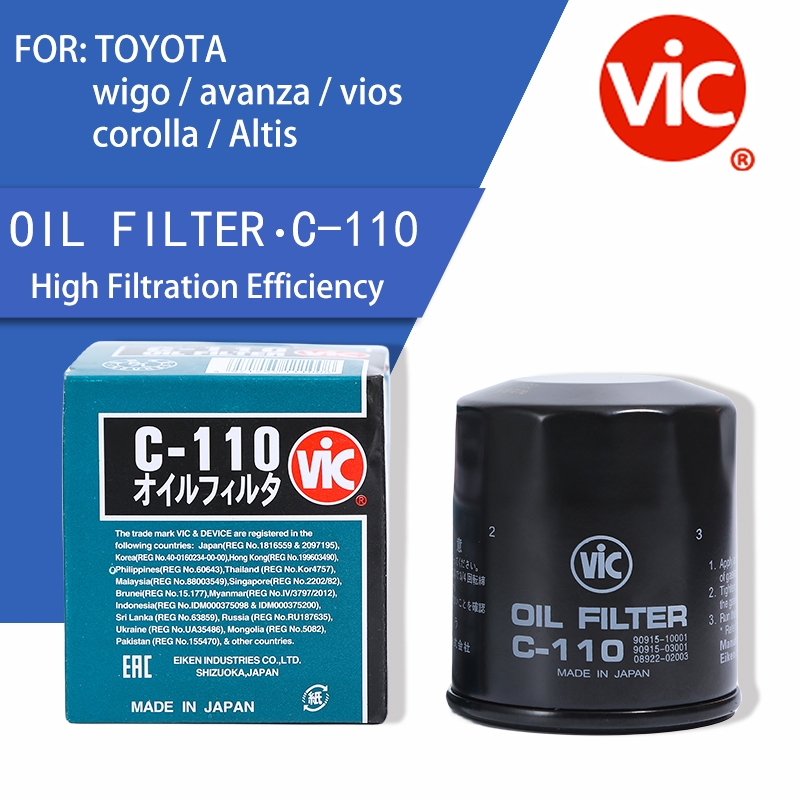 VIC Oil Filter C-110 For Toyota Vios/ Avanza/ Corolla/ Wigo/ Altis ...