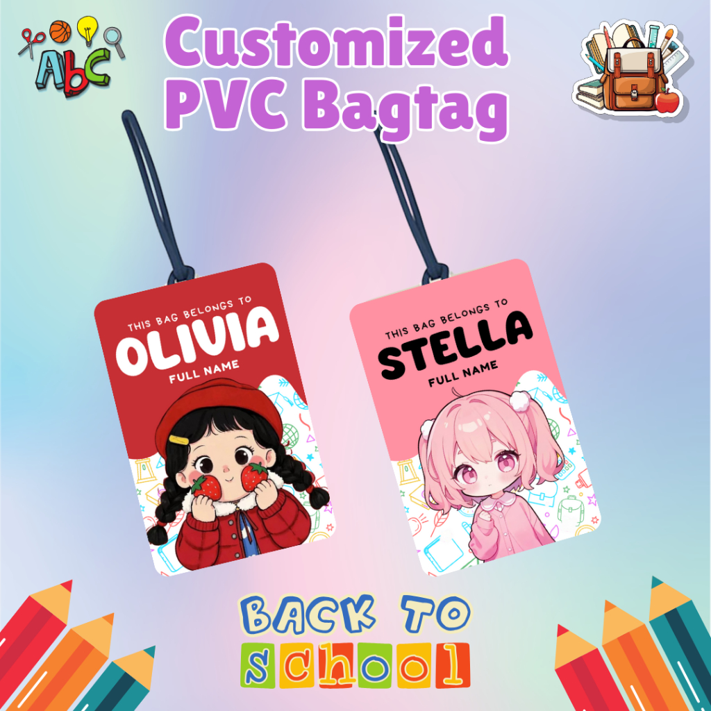 Customized PVC Bag Tag for Kids Boys and Girls ATM Size Glossy Luggage ...