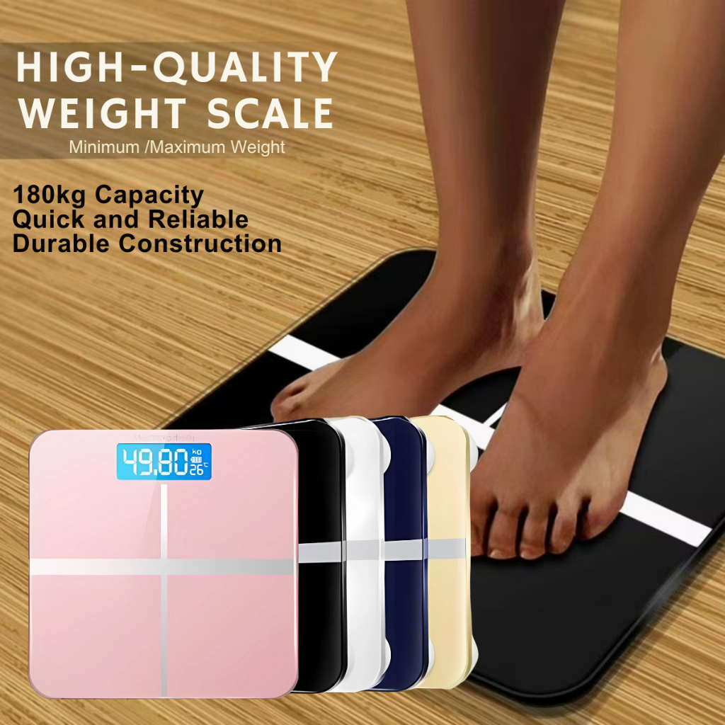 Cross Design Digital LCD Electronic Tempered Glass Bathroom Weighing Scale - Timbangan | Shopee ...
