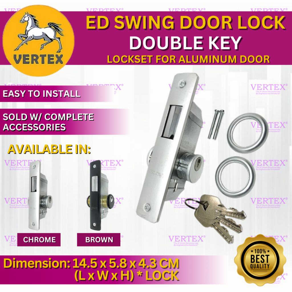 Vertex ED Swing Door Lock DOUBLE KEY Aluminum Wf lockset | Shopee ...
