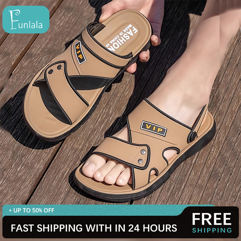 FUNLALA Men New Korean Sandals Fashion Non-slip Outside Wear Driving ...