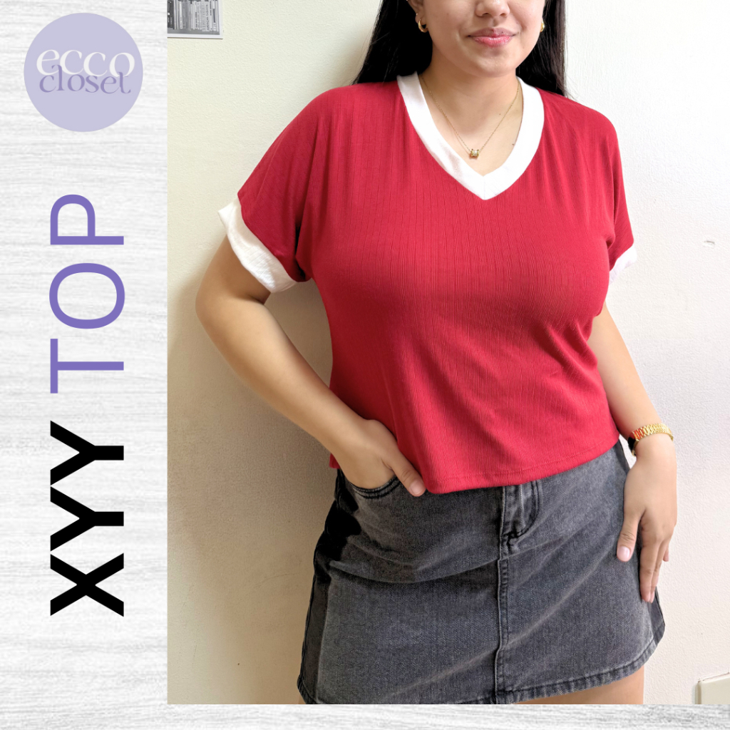 ECC XYY V-NECK SEMI OVERSIZED CROP SHIRTS All-Size Chic V-Neck Semi ...