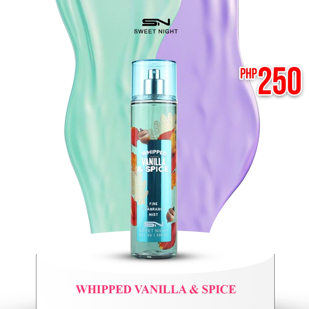 SN Sweet Night Whipped Vanilla and Spice Fine Fragrance Mist 236ml ...