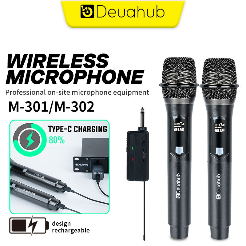 Deuahub Professional Wireless 5V Microphone UHF Handheld Rechargeable ...