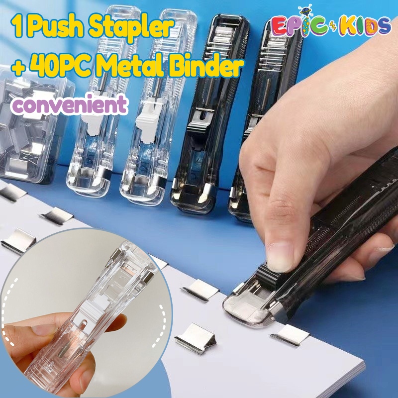 Portable Push Clamp Paper Clip Fastener for Paper Mini Stapler Easy ...
