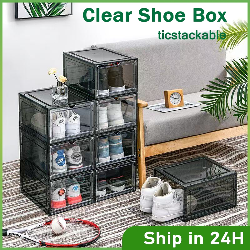 Acrylic Shoe Box Stackable Shoe Box Large Space Organizer Sneaker ...